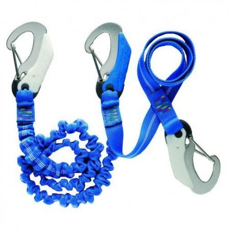 Extendable harness lanyard with double safety carabiners | Picksea ...
